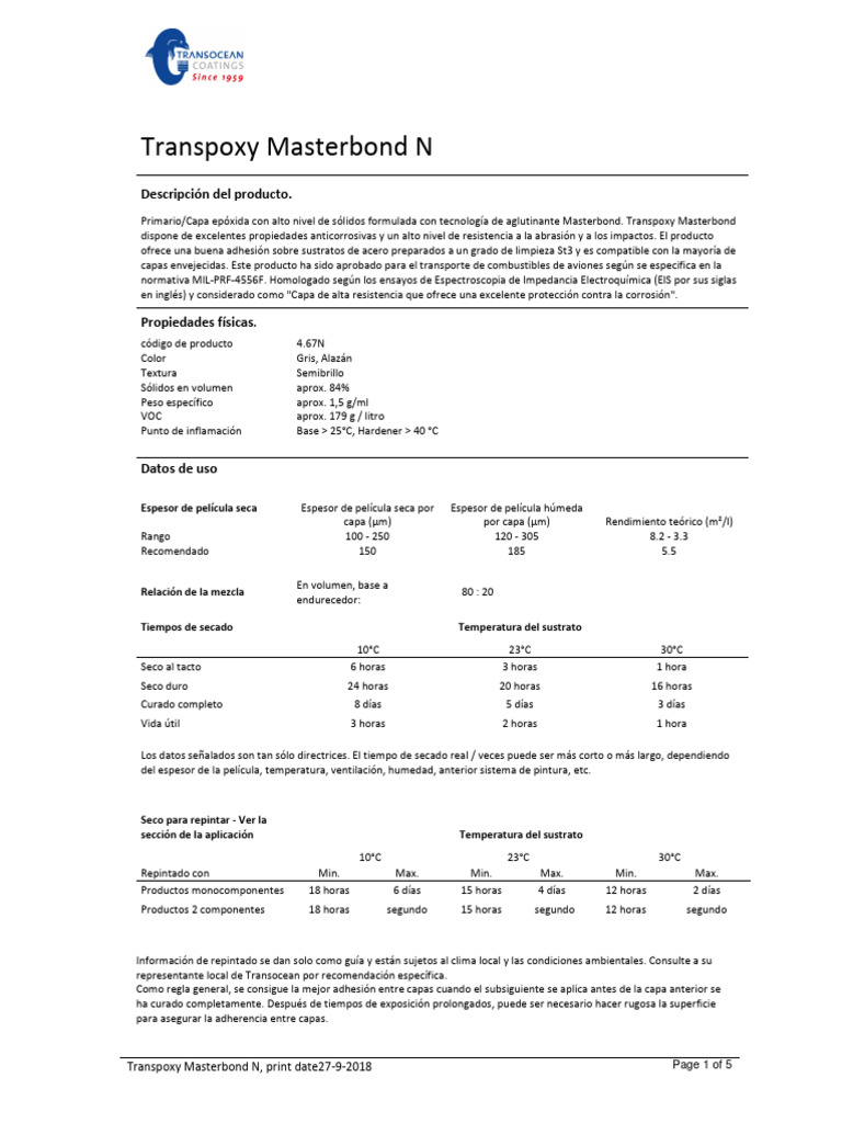 Transpoxy Masterbond 467 | PDF | Pinturas | Agua