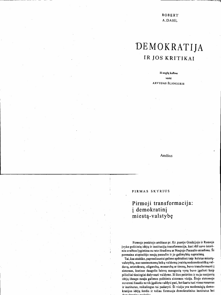 Demokratija Ir Jos Kritikai | PDF
