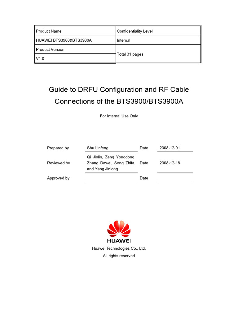 GSM Guide To DRFU Configuration and RF Cable Connections of The BTS3900 ...