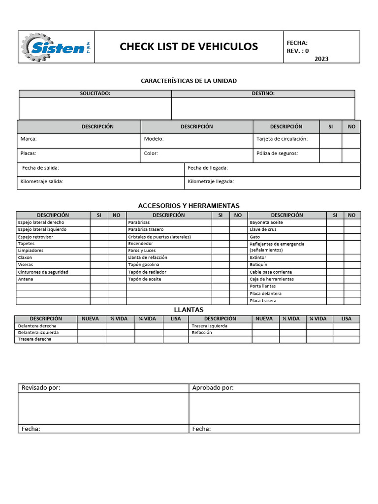 Check List de Vehiculos | PDF | Industria automotriz | Bienes ...