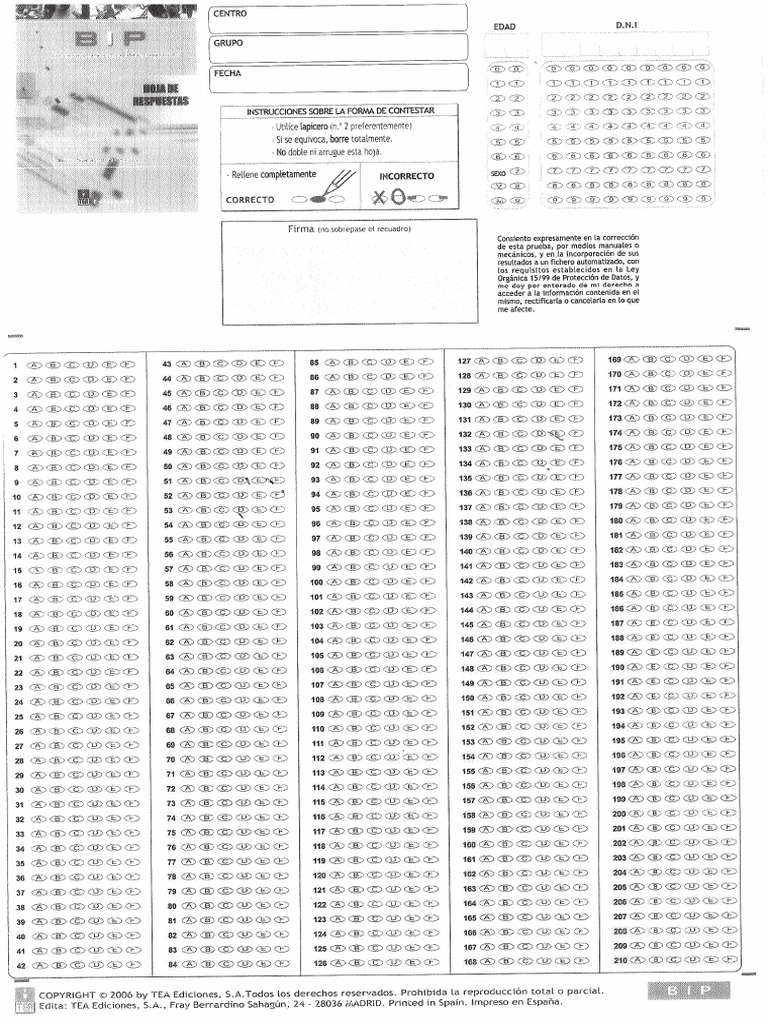 Hoja de Respuestas Bip | PDF