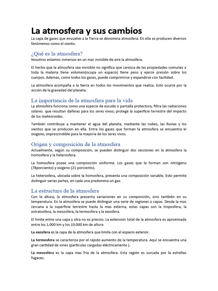 La Atmosfera y Sus Cambios | PDF | Atmósfera | Humedad