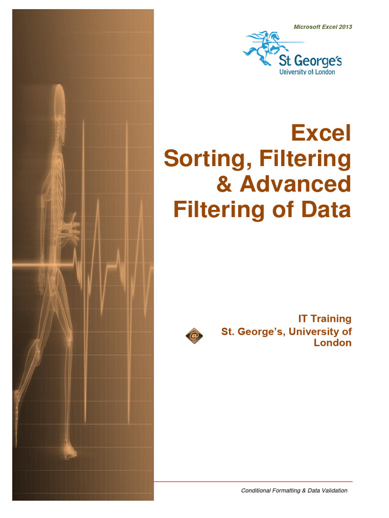 Excel Sorting Filtering And Advanced Filtering Of Data It Training St Georges University Of
