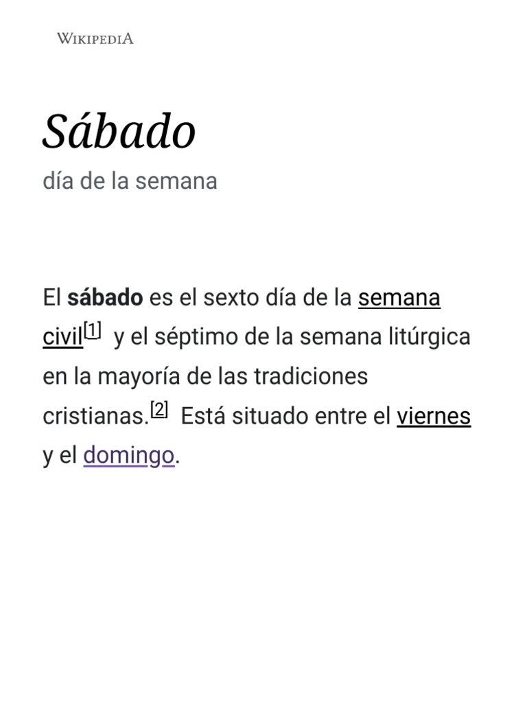 Sábado - Wikipedia, La Enciclopedia Libre | PDF | Diez Mandamientos ...