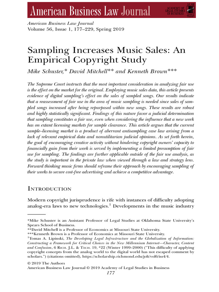 Sampling in Music | Download Free PDF | Fair Use | Substantial Similarity