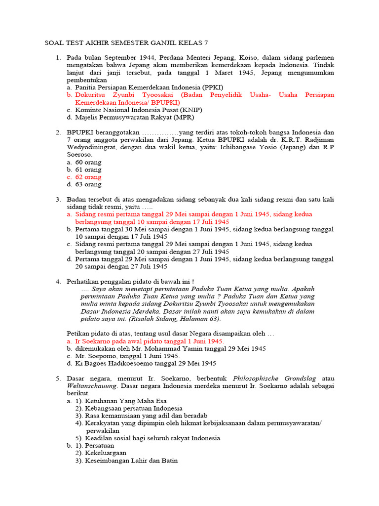 Soal Dan Jawaban Kelas 7 - SMTR 1 | PDF