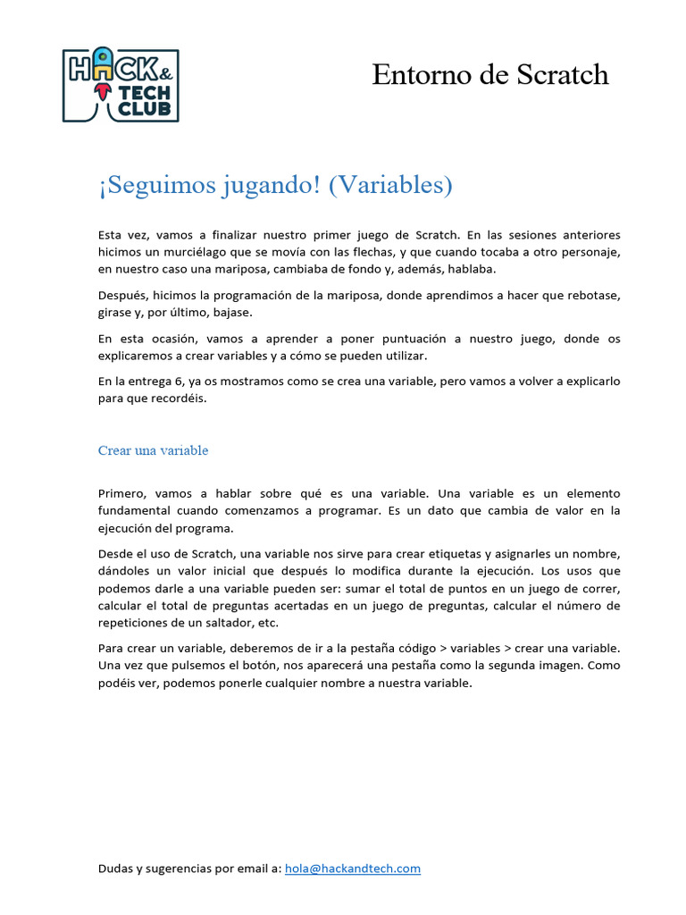 Variables Scratch | PDF | Scratch (lenguaje de programación) | Informática