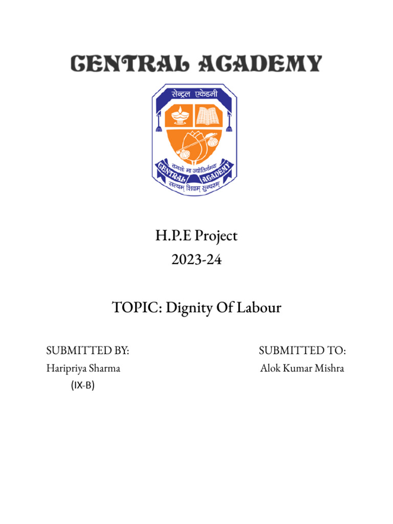 Dignity of Labour (HPE Project) | PDF | Dignity | Social Justice