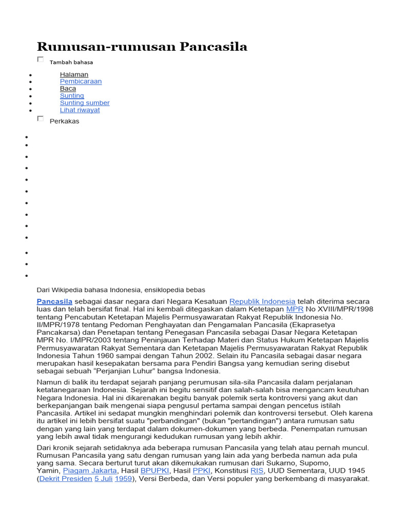 Rumusan-Rumusan Pancasila | PDF | Politik | Sejarah