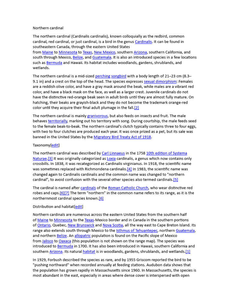 Northern Cardinal | PDF | Birds | Ornithology