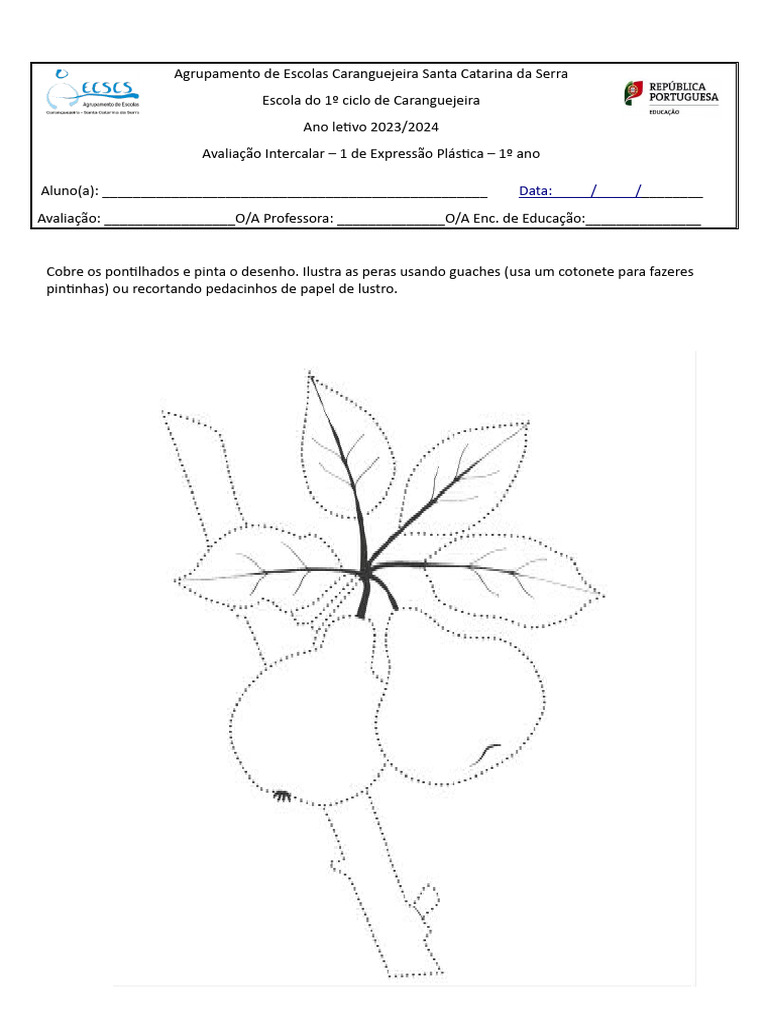 Expressão Plástica - Avaliação Intercalar 1ºano_caranguejeira | PDF