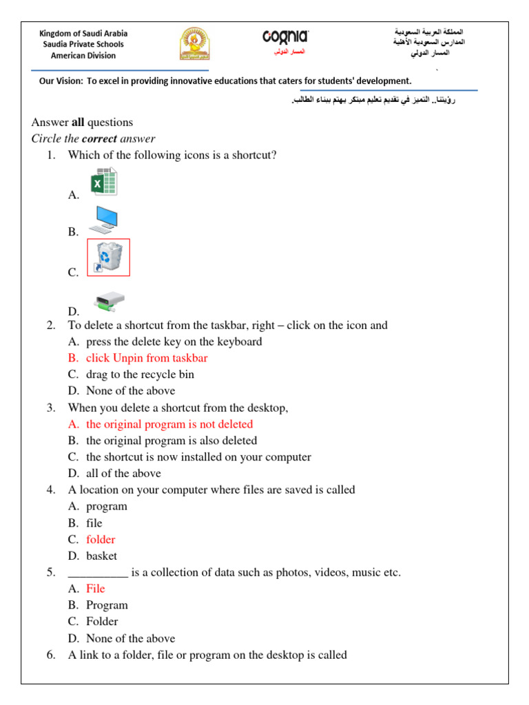 Grade 4 - Practice Question Answers | PDF | Computer File | Icon ...