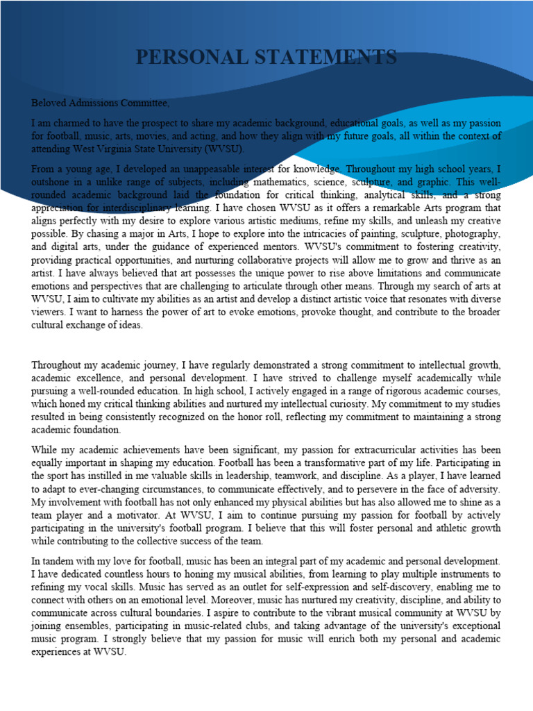 Personal Statement | PDF | Creativity | Narrative