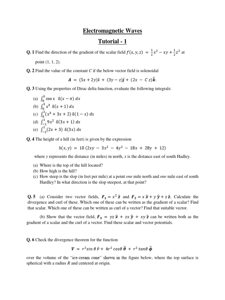 EM_Tutorial_Sheet#1 | PDF | Electric Field | Sphere