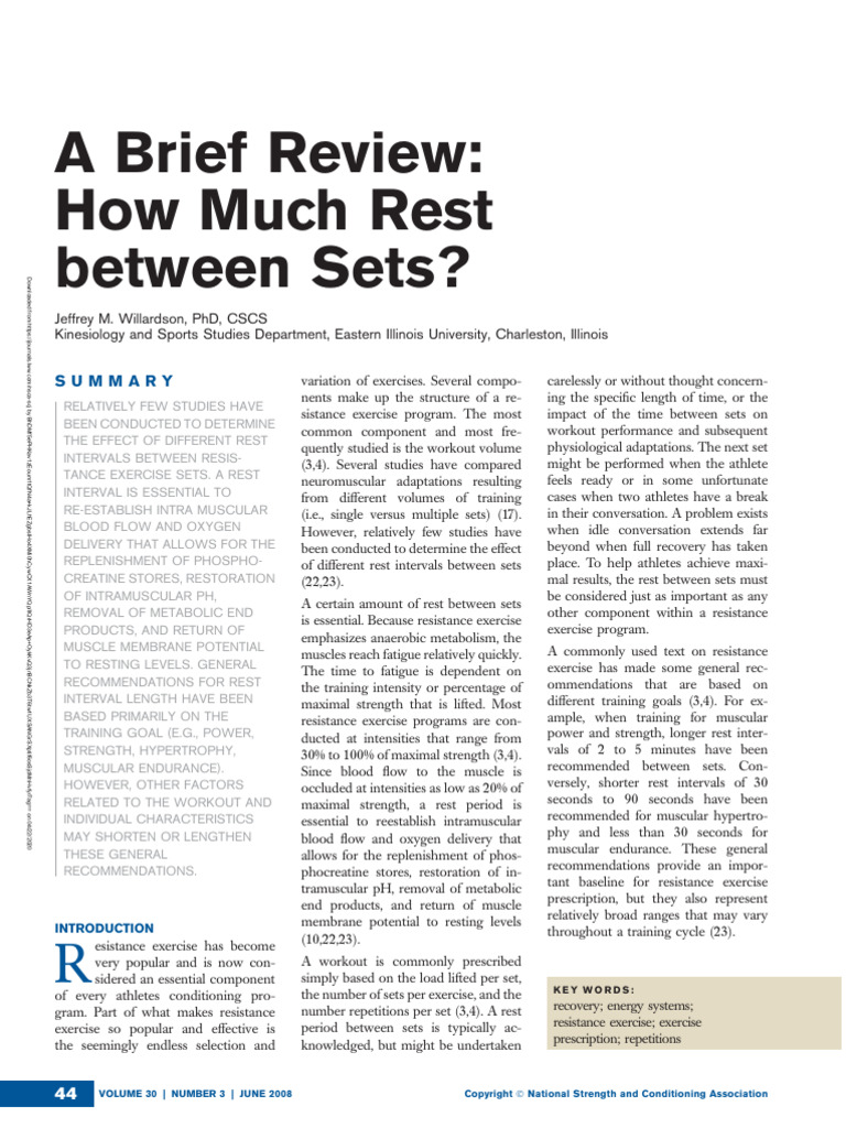 Optimal Rest Intervals for Resistance Training | PDF | Strength ...