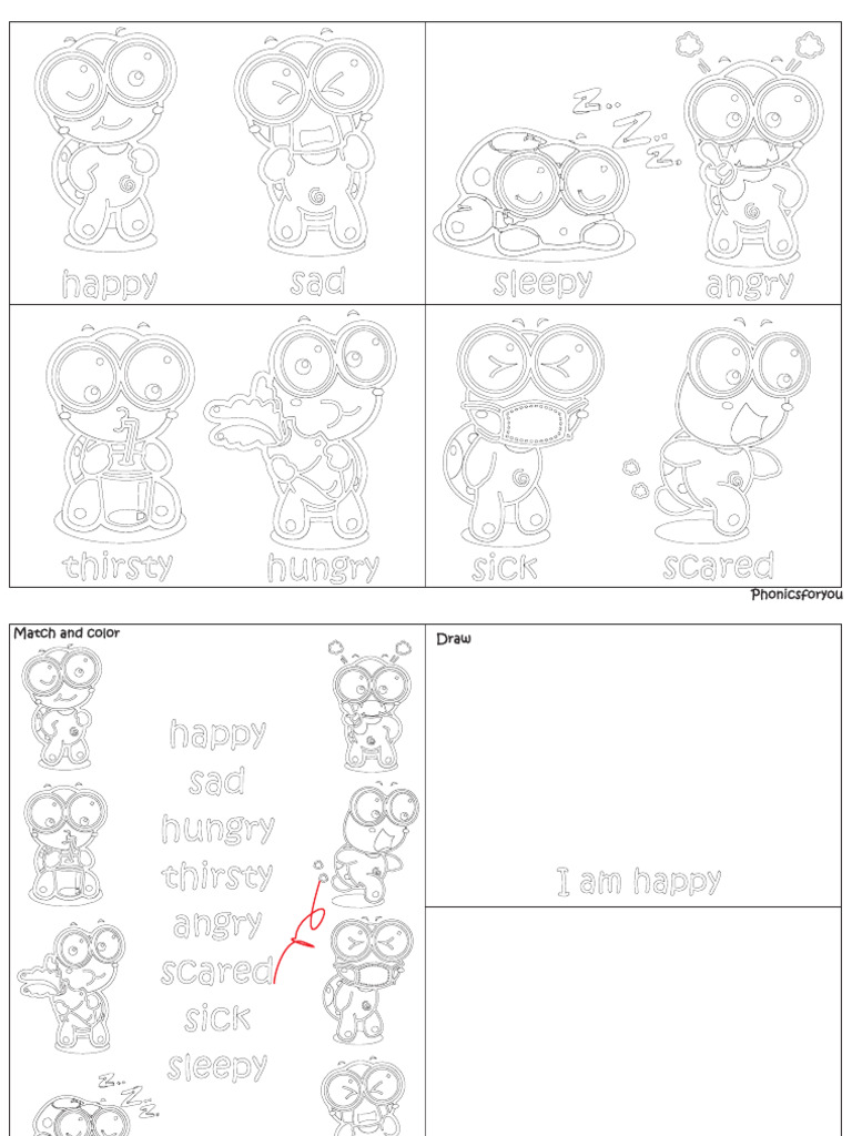 Happy Sad Sleepy Angry: Phonicsforyou | PDF