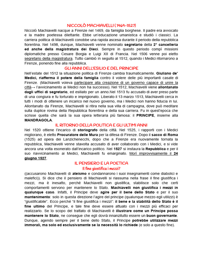 Niccolò Machiavelli (1469-1527) | PDF