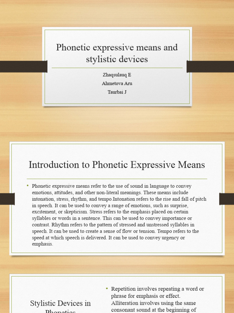 Phonetic Expressive Means and Stylistic Devices | PDF | Stress ...