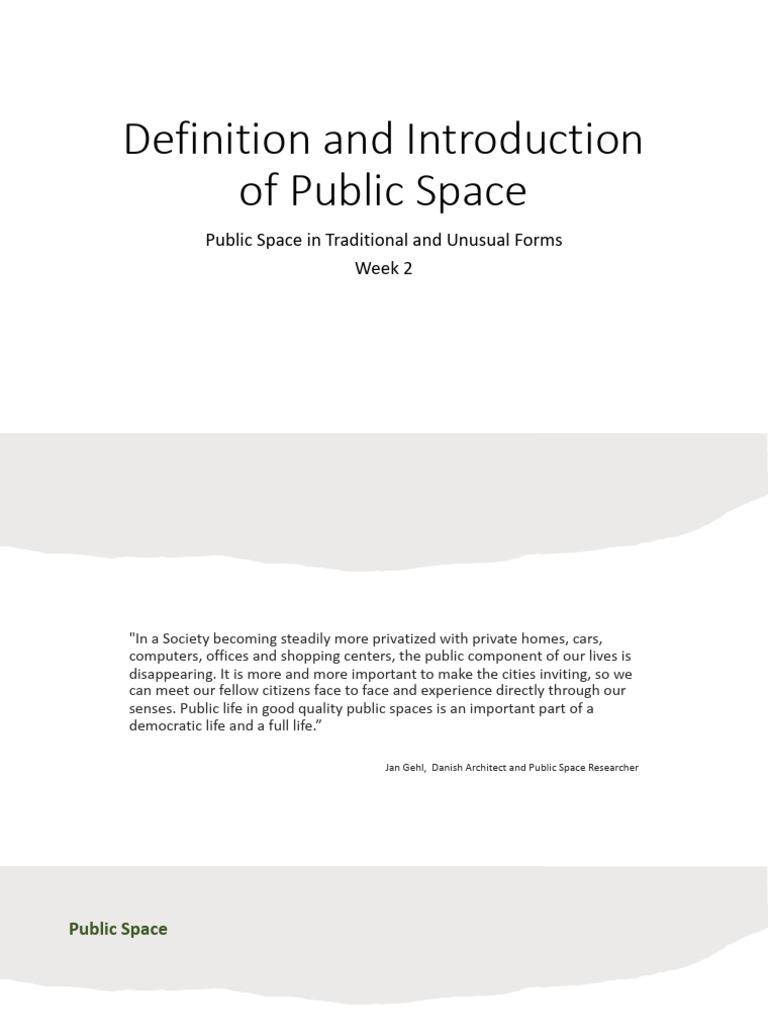 Landmarks Week 3 - Definition of Public Space | PDF | Recreation