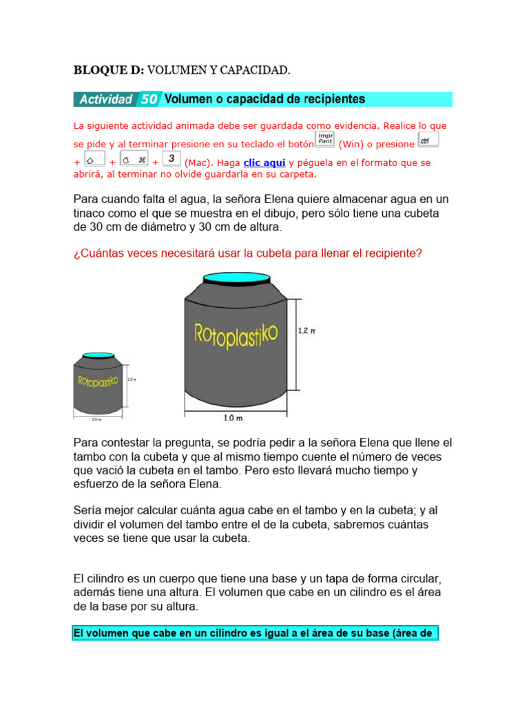 Cálculo de Volumen y Capacidad de Recipientes | PDF | Volumen | Litro
