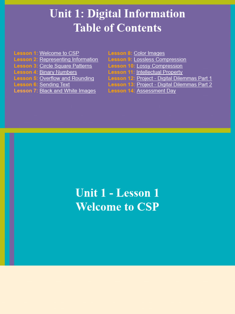 CSP '21-22 Unit 1 - Digital Information | Download Free PDF | Data Compression | Bit