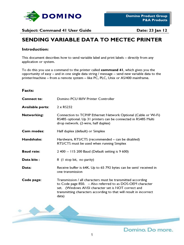 Command 51 - MECTEC Printer | PDF | Printer (Computing) | String ...