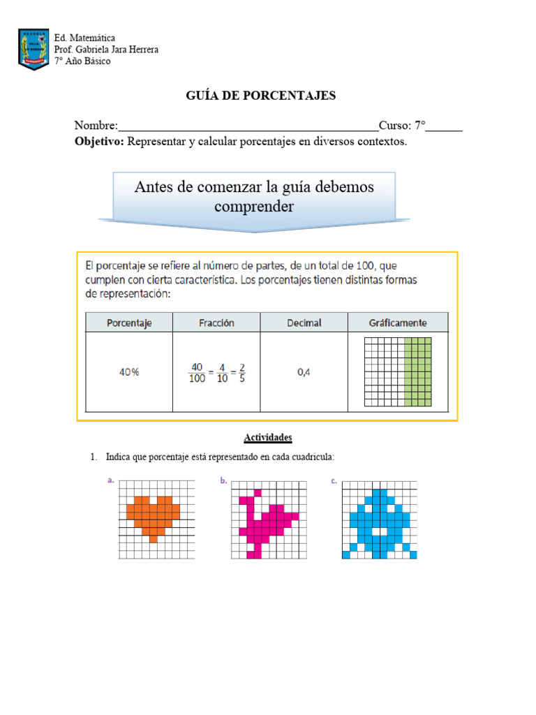 7°básico-Guia de Porcentaje | PDF | Porcentaje | Matemáticas