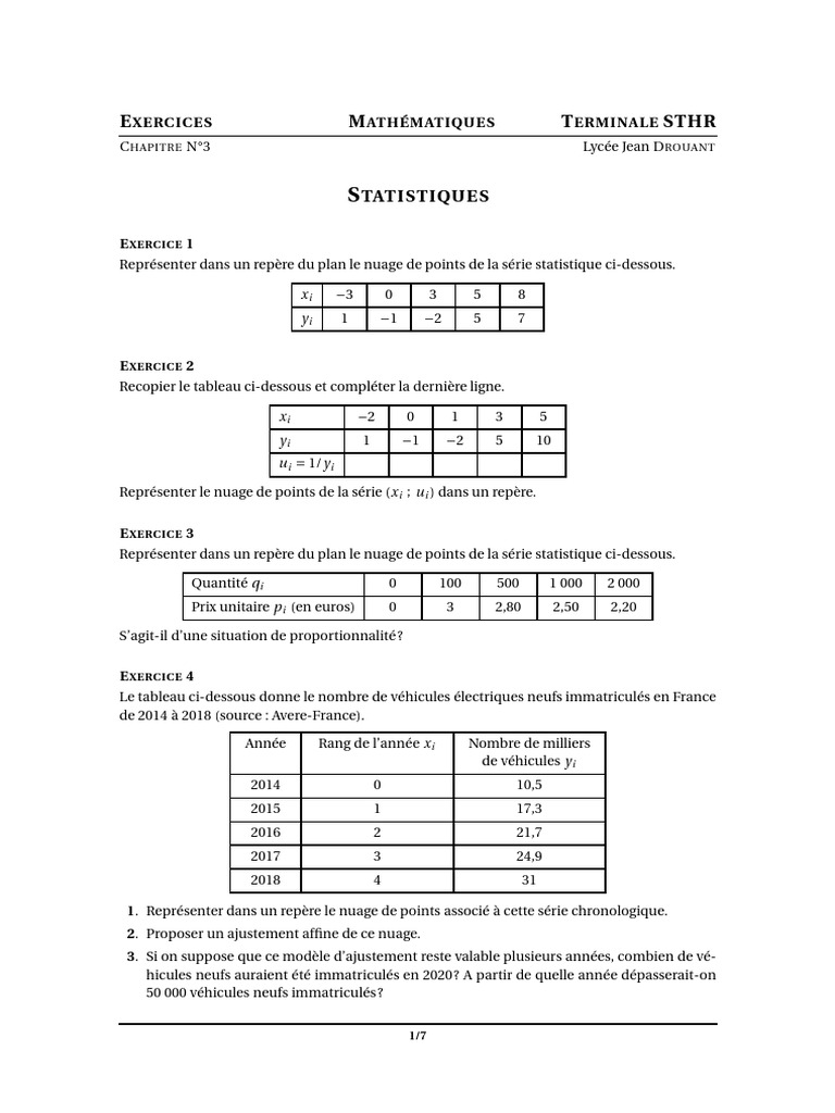 Statistiques | PDF | Ajustement affine