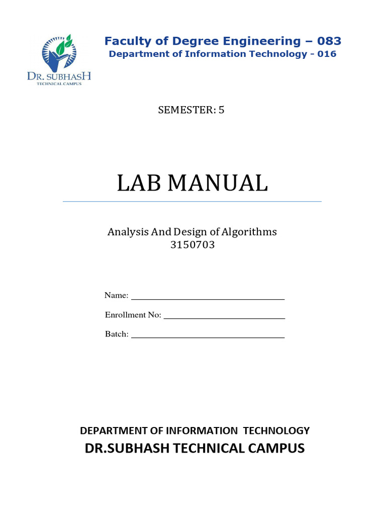 ADA Manual Updated | PDF | Dynamic Programming | Applied Mathematics