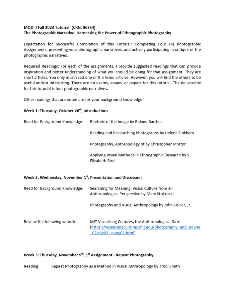 MOD II Fall 2023 Tutorial | PDF | Narrative