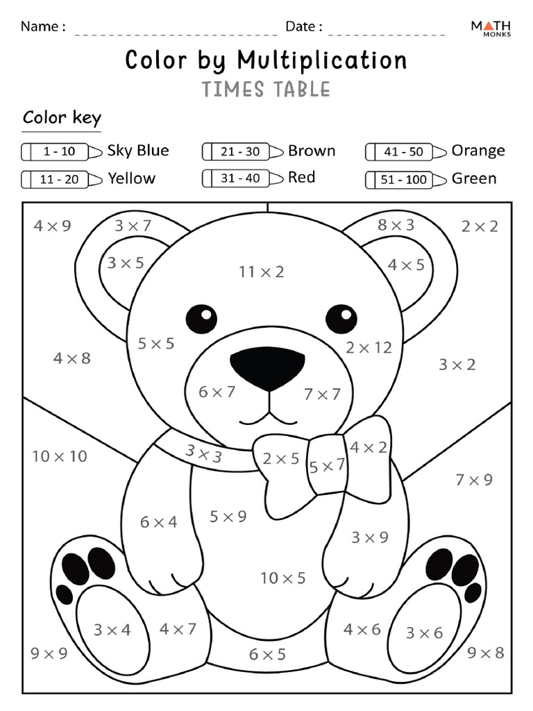 Times Tables Coloring Worksheets Free | PDF