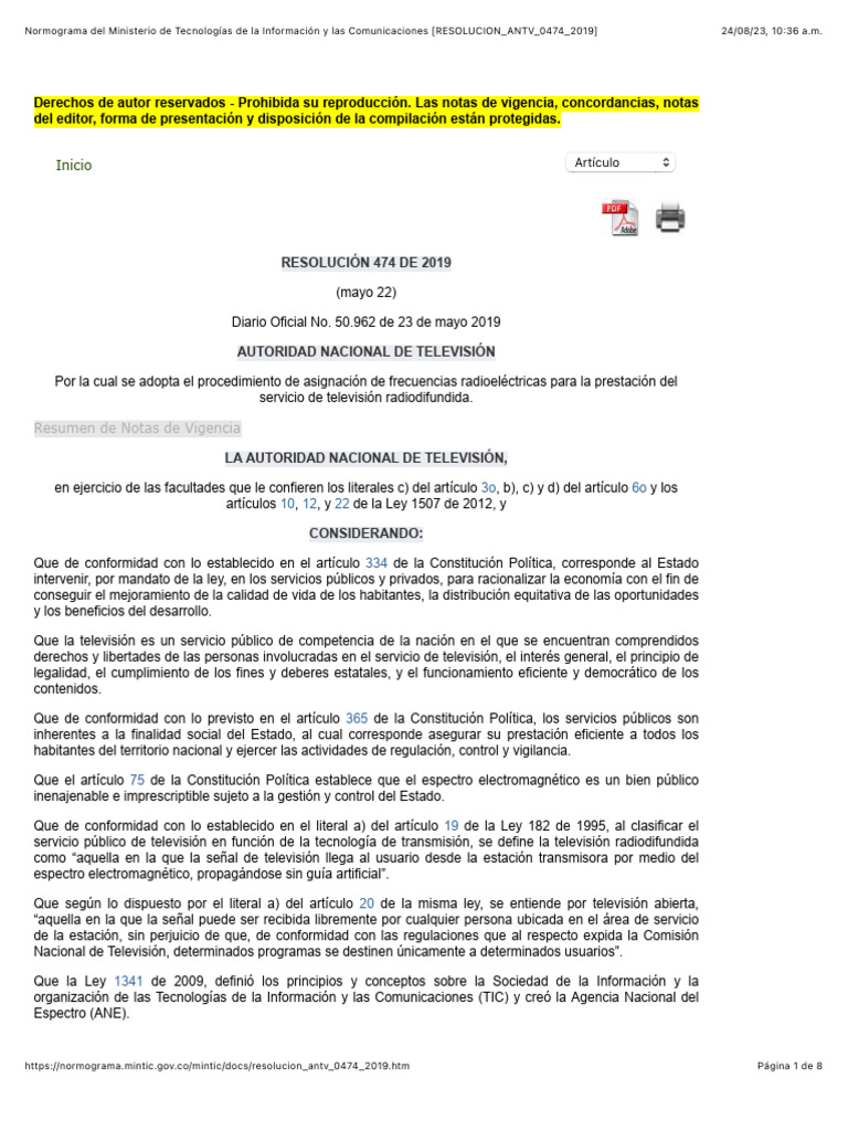 Resolución 474 Del 22 de Mayo de 2019 - Procedimiento y Requisitos para ...