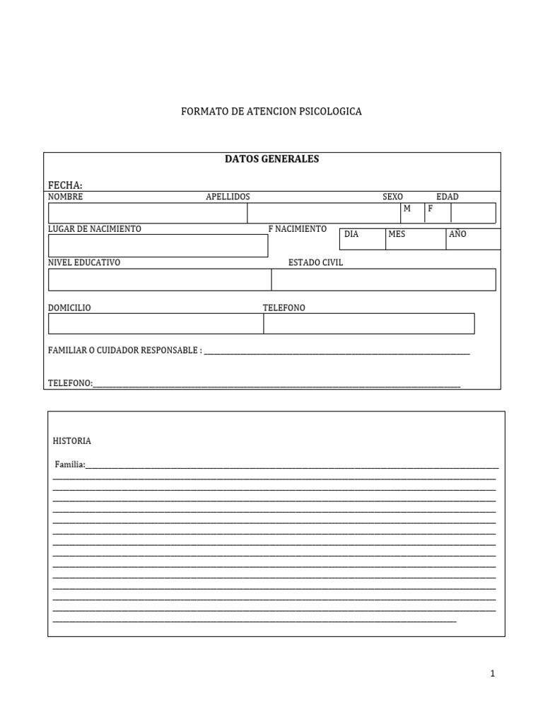 Formato de Atencion Psicologica | Descargar gratis PDF | Sicología