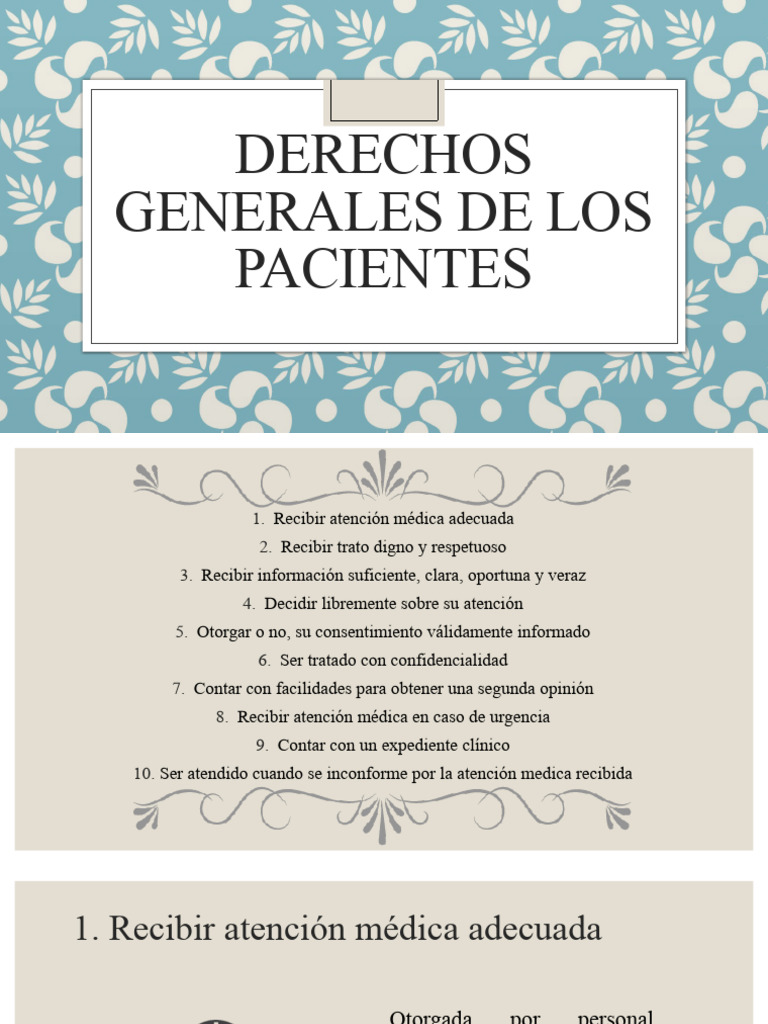 Derechos Generales de Los Pacientes | PDF | Cuidado de la salud | Medicina