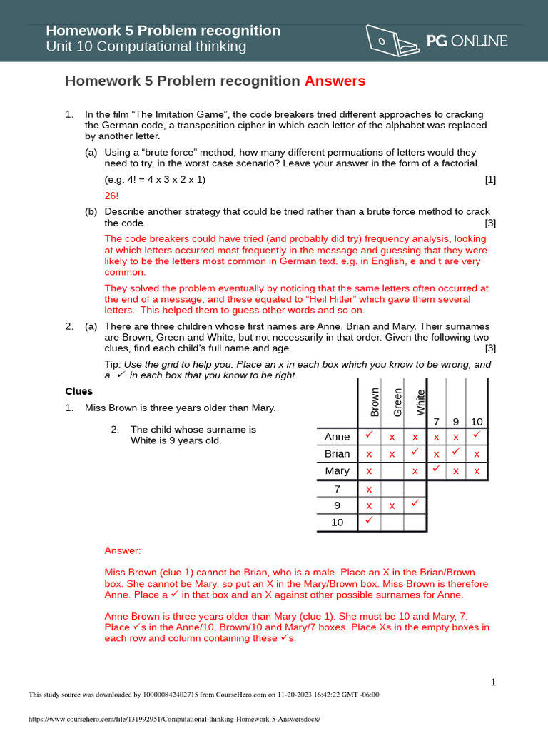 Computational Thinking Homework 5 Answers | PDF | Applied Mathematics | Theoretical Computer Science