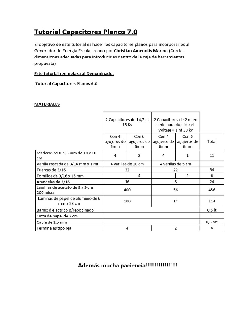 Tutorial Capacitores Planos 7.0 | PDF | Condensador | Ciencias fisicas