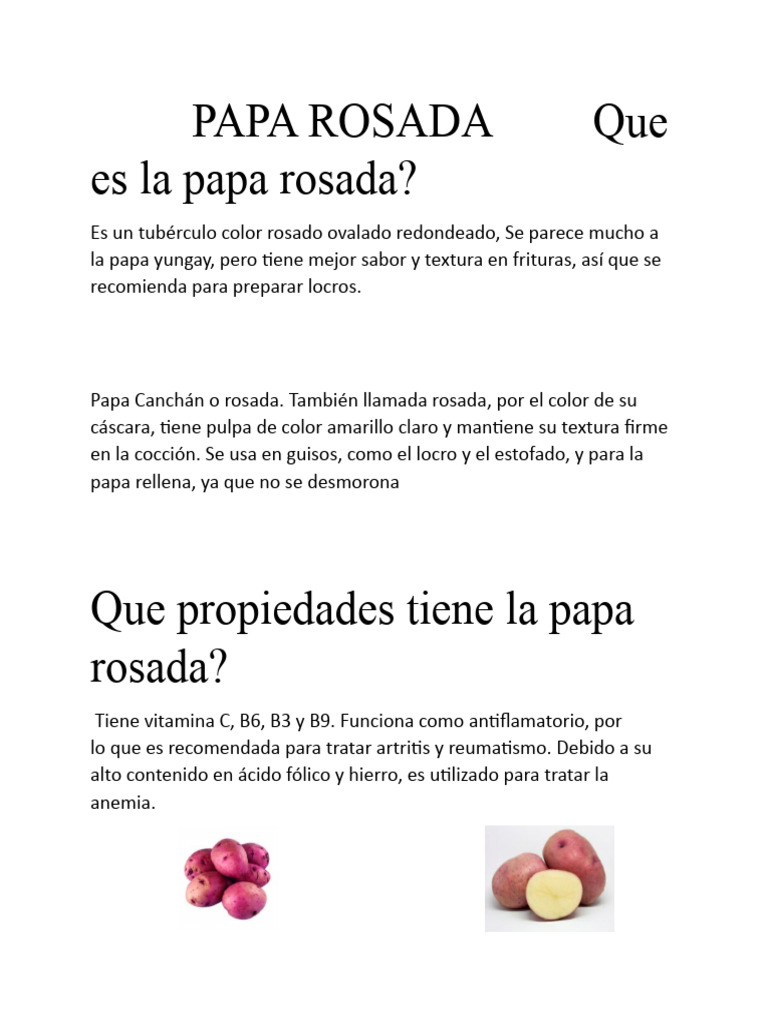 PAPA ROSADA Que Es La Papa Rosada | PDF