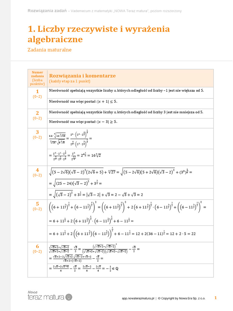 Rozwiązania Zadań Maturalnych | PDF