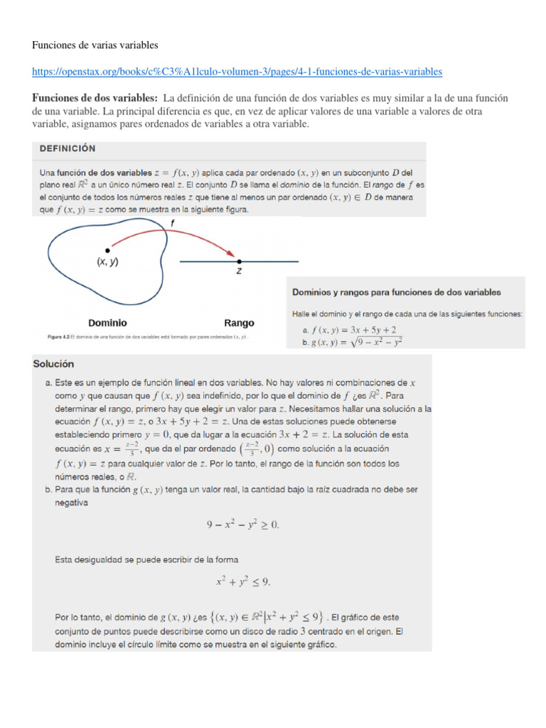 Funciones de Varias Variables | PDF