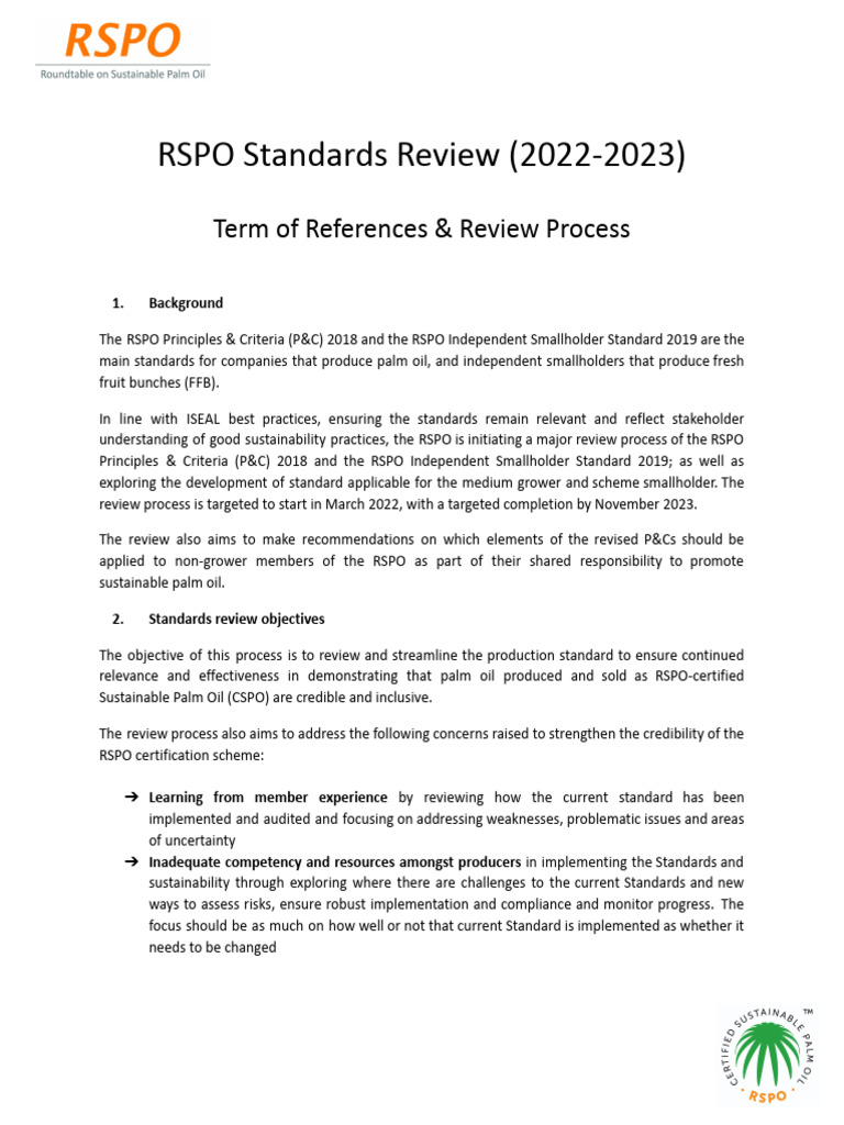 ToR Standards Review Process (2022-2023) | PDF | Consensus Decision ...