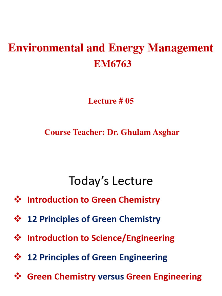 EEM-Lect5 | PDF | Green Chemistry | Chemistry