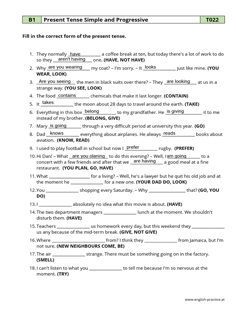 T 022 Present Simple Progressive | PDF