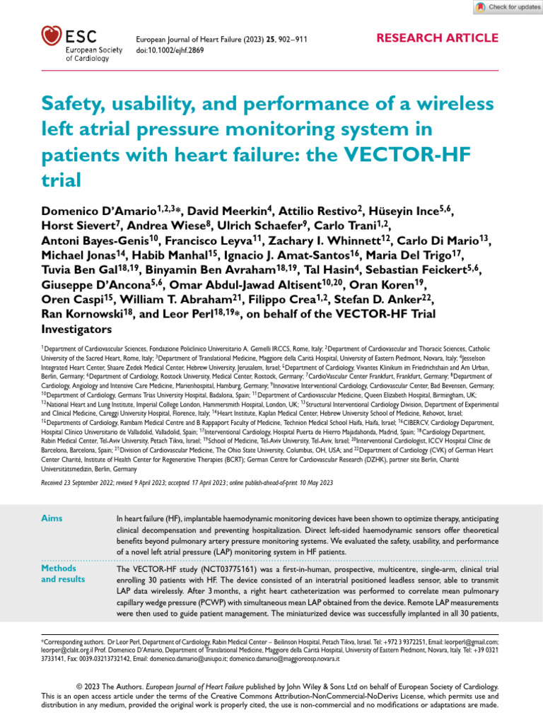 European J of Heart Fail - 2023 - D Amario - Safety Usability and ...