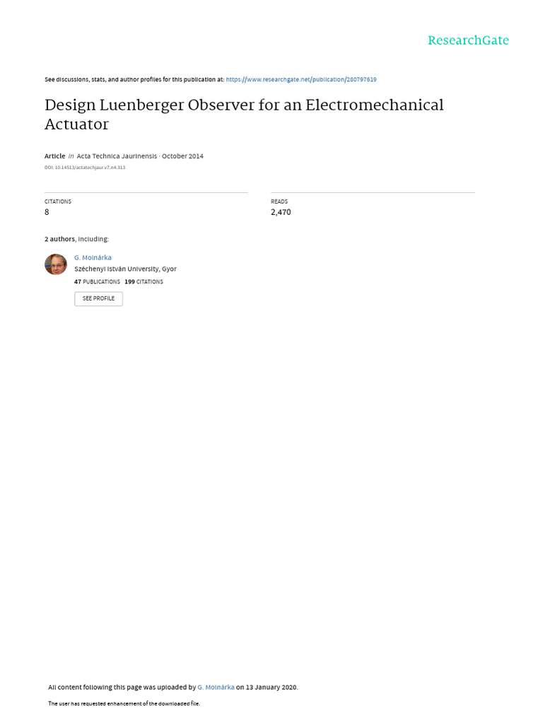 Design Luenberger Observer For An Electromechanica | PDF | Kalman Filter | Mathematics