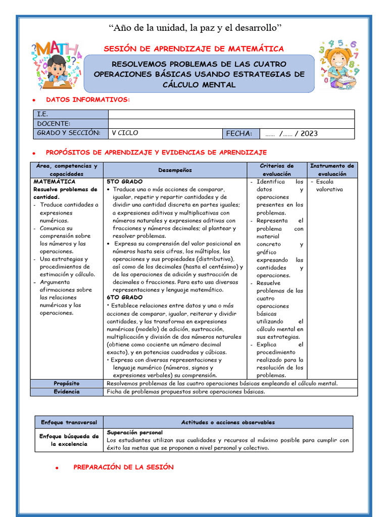 Ses-Mierc-Mat-Resolvemos Problemas de Las Cuatro Operaciones Básicas ...