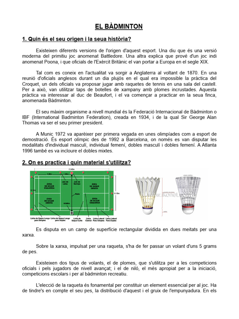 Apunts Bàdminton | PDF