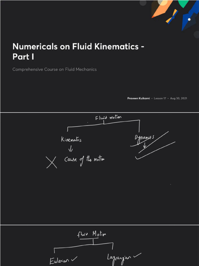 Numericals - On - Fluid - Kinematics - Part - I | PDF
