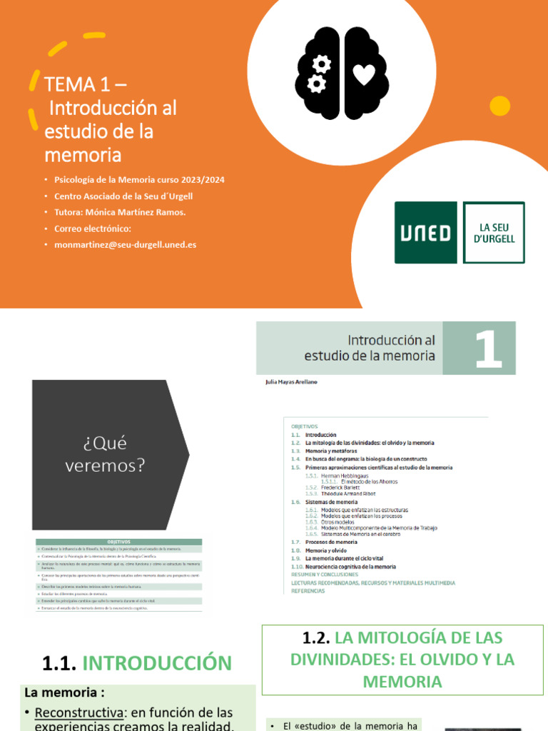 99 Tema 1 2023 Introducci N Al Estudio de La Memoria | PDF | Memoria | Memoria de trabajo
