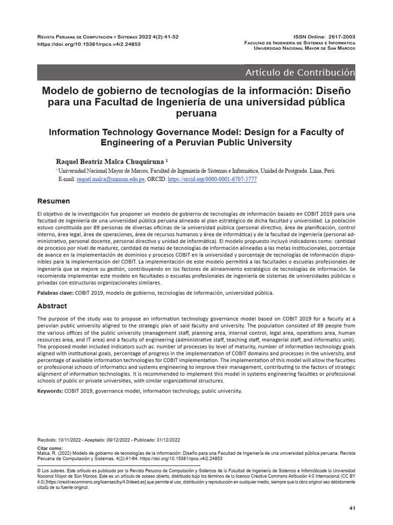 Modelo COBIT 2019 para Gobierno TI en Universidad Peruana | PDF | Cobit ...