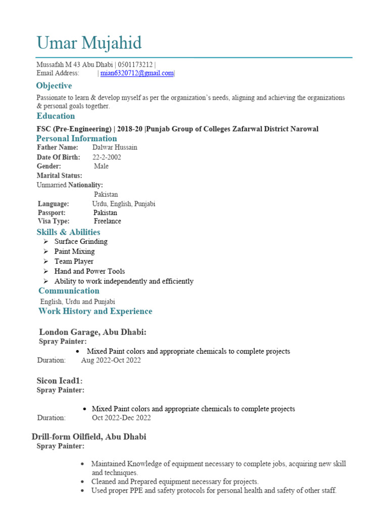 CV Umar Mujahid | PDF | Business